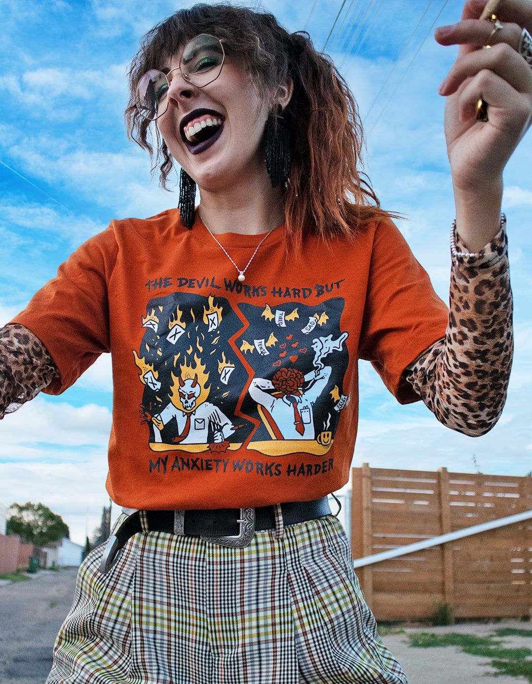 Devil Works Hard: Anxiety Graphic Tee – Letter Shoppe